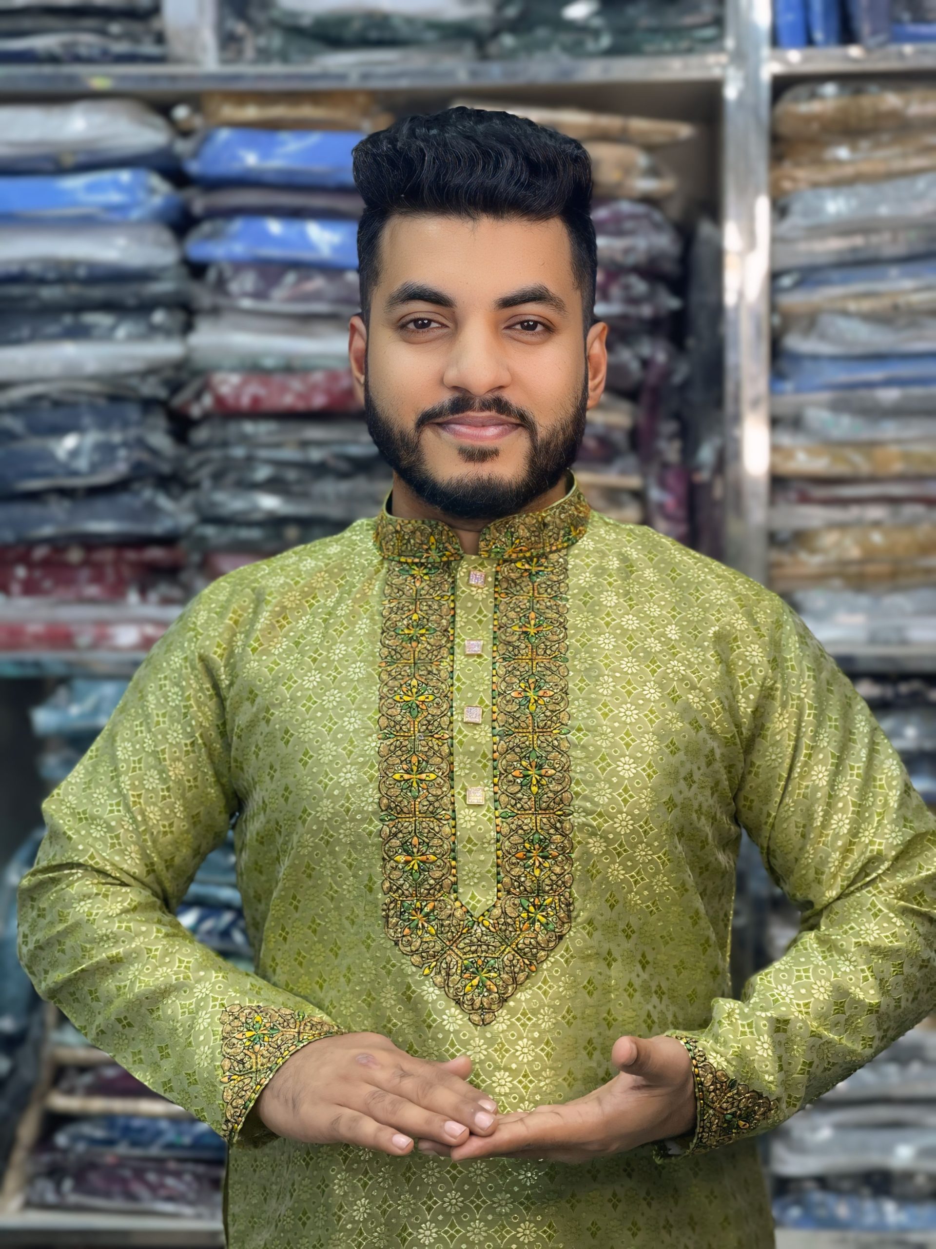 (Code-713) ইম্পোর্টেড কাতান সিকোয়েন্স এমব্রয়ডারি পার্টি পাঞ্জাবি ...